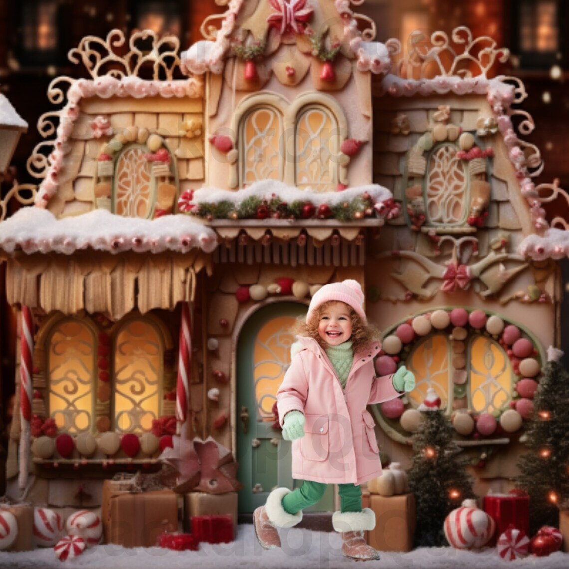 4 Image Christmas Gingerbread House Man Digital Backdrop Photo Overlay ...