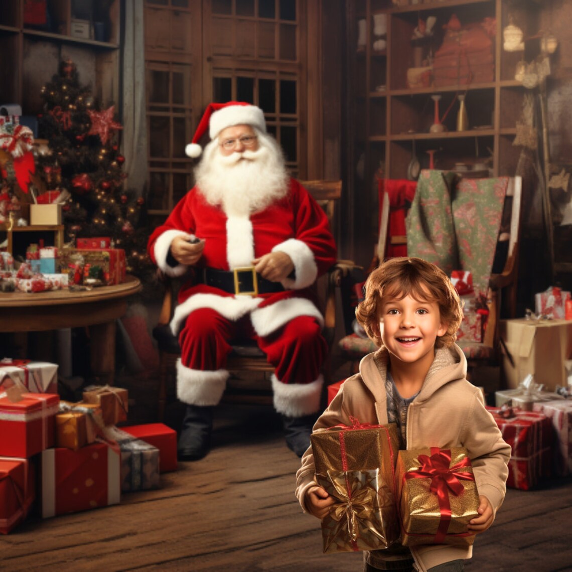 12 Image Santa Claus Work Shop Digital Backdrop Photo Overlay,christmas ...