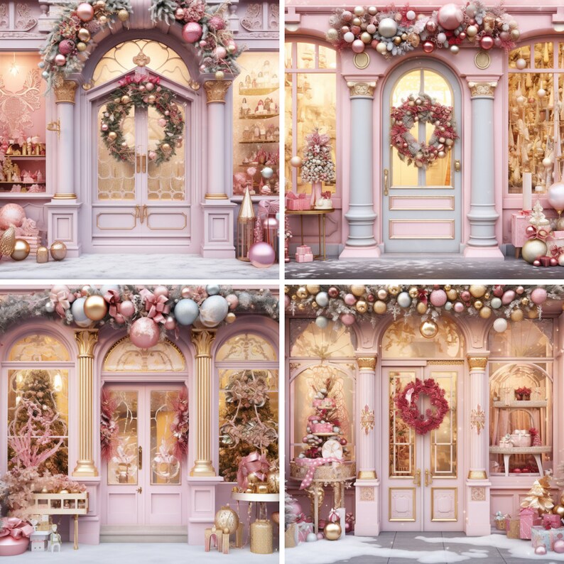 20 Image Pink Christmas Storefront Outdoor Digital Backdrop - Etsy