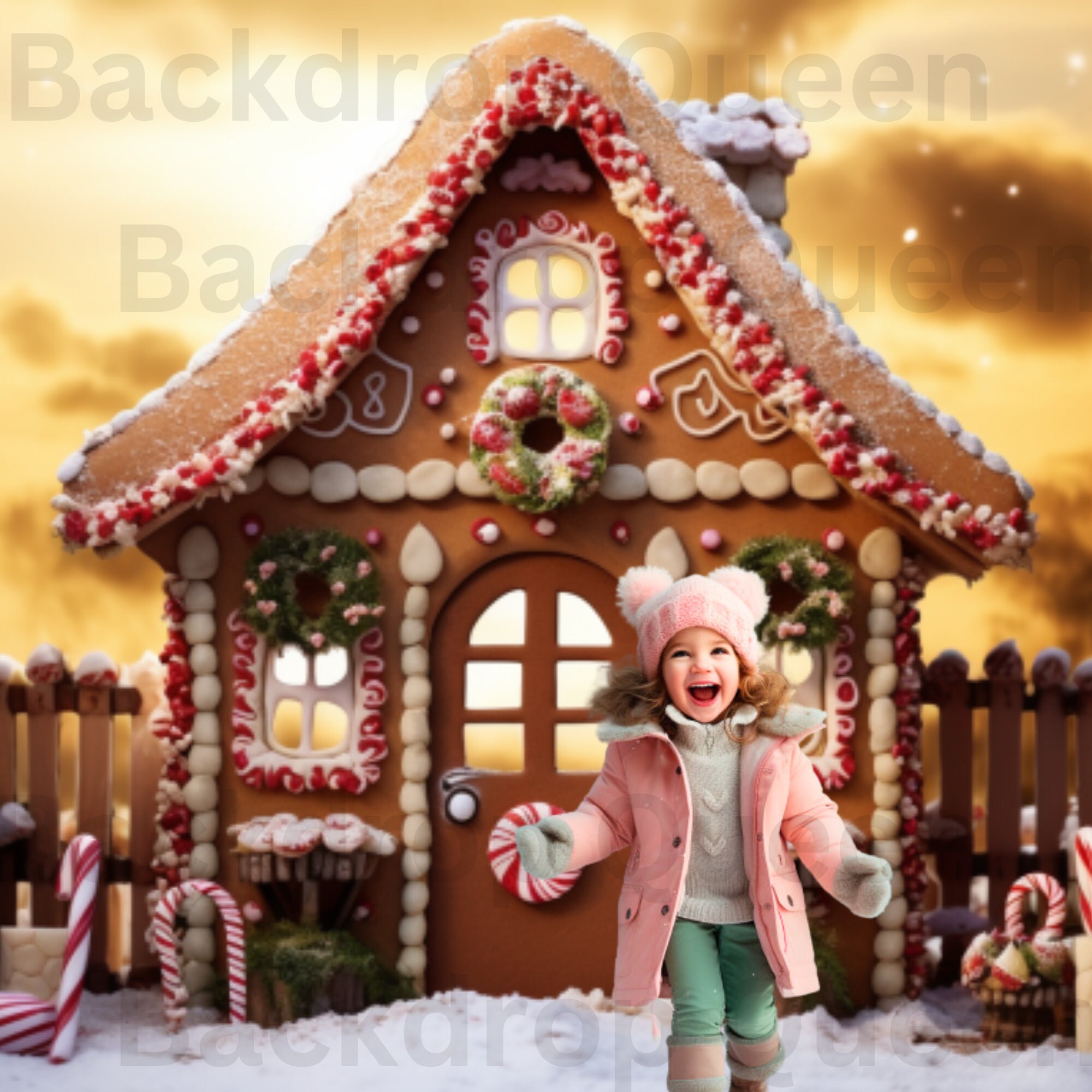 4 Image Christmas Gingerbread House Man Digital Backdrop Photo Overlay ...
