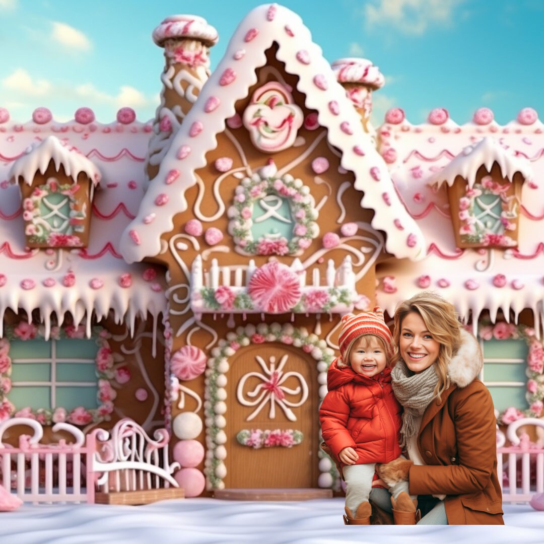 16 Image Christmas Gingerbread House Man Digital Backdrop Photo Overlay ...