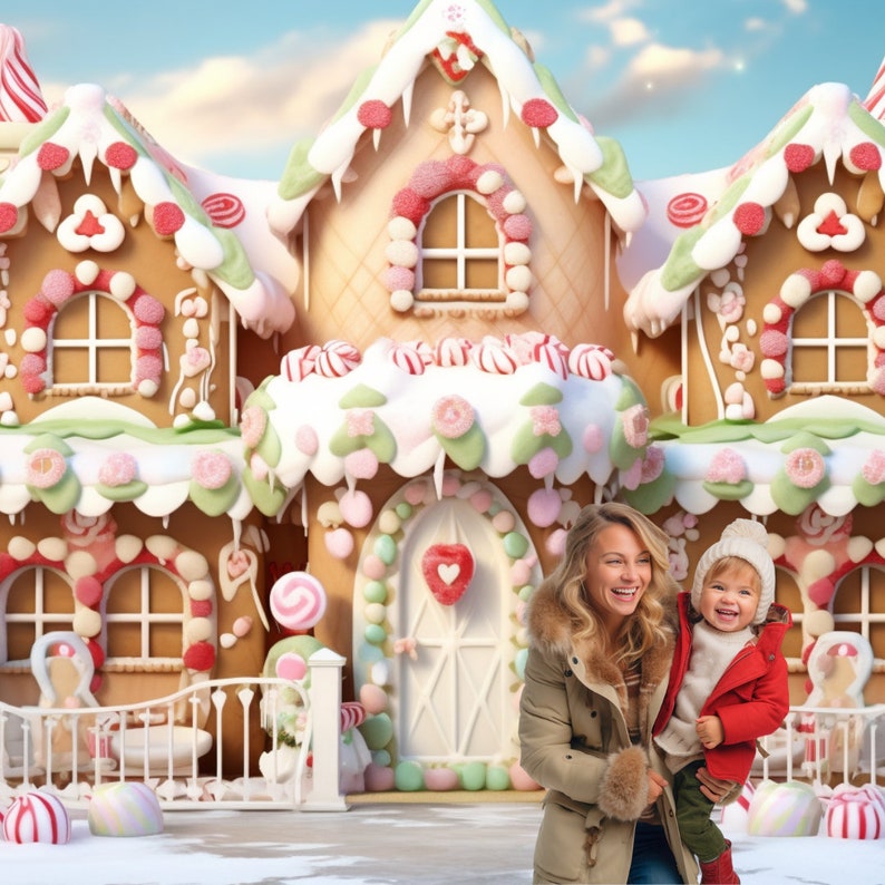 16 Image Christmas Gingerbread House Man Digital Backdrop Photo Overlay ...