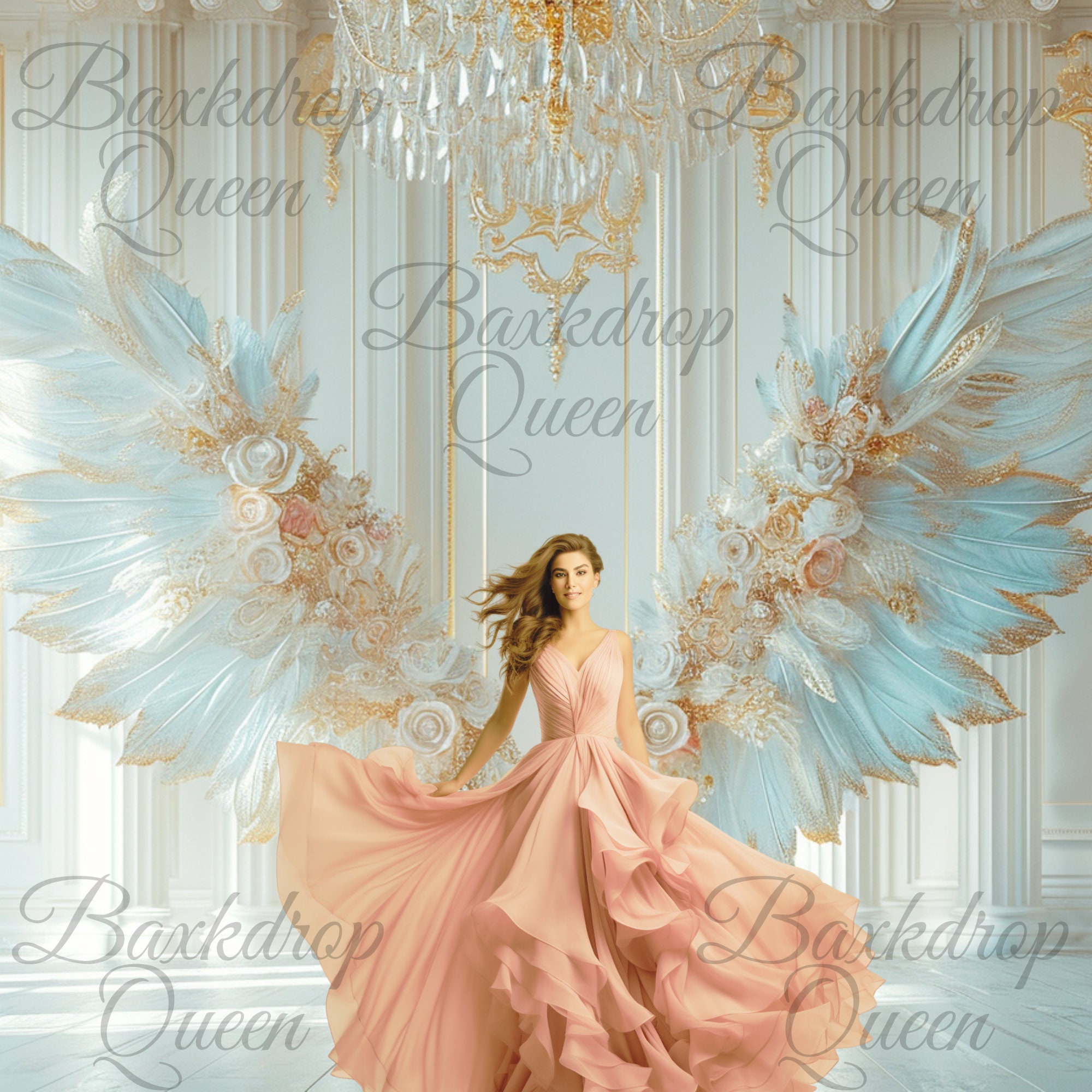 5 Image Blue Angel Wing Digital Background Maternity Backdrop Overlay ...