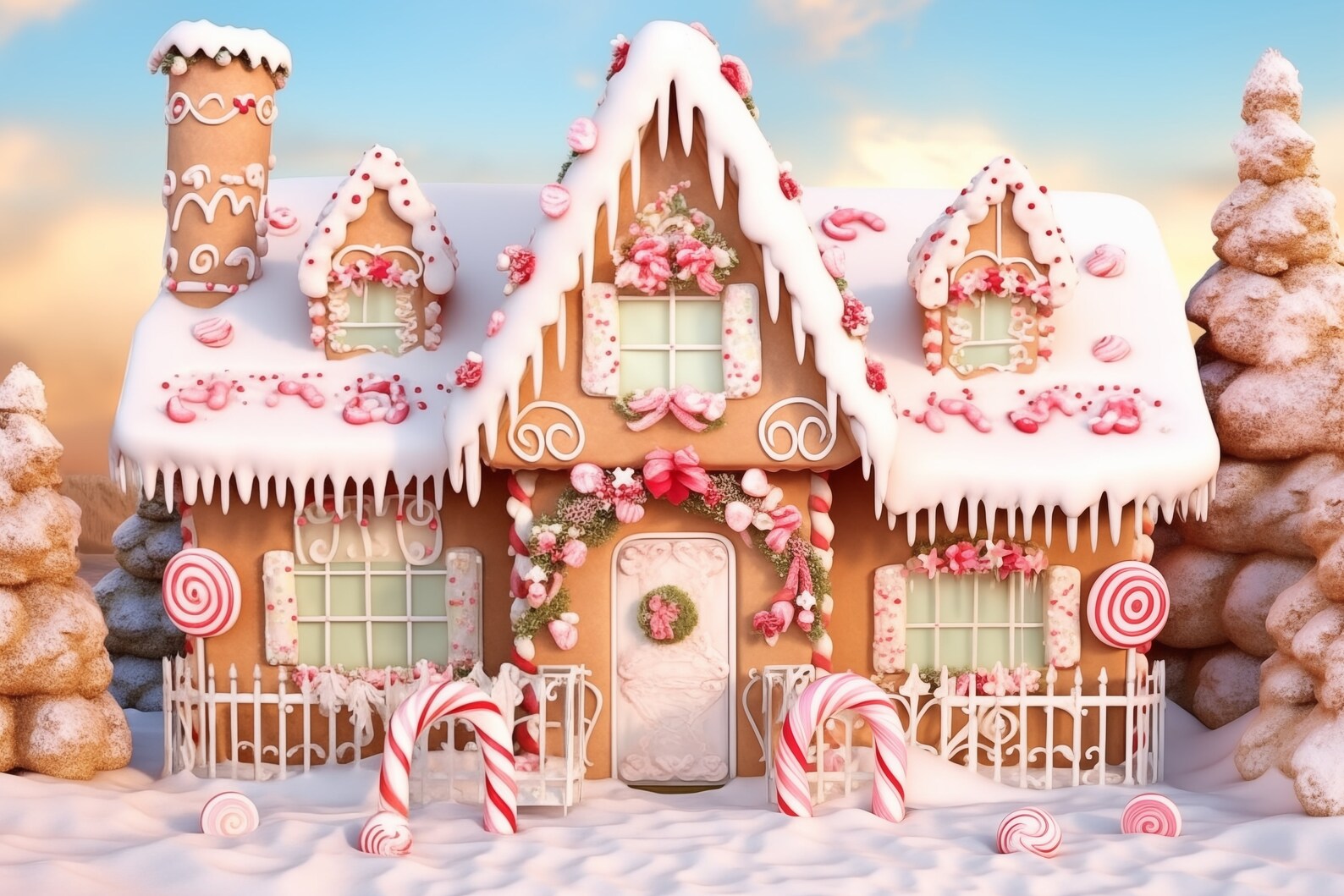 16 Image Christmas Gingerbread House Man Digital Backdrop Photo Overlay ...
