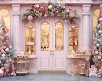 20 Image Pink Christmas Storefront Outdoor Digital Backdrop - Etsy