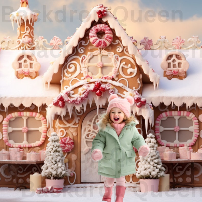 4 Image Christmas Gingerbread House Man Digital Backdrop Photo Overlay ...