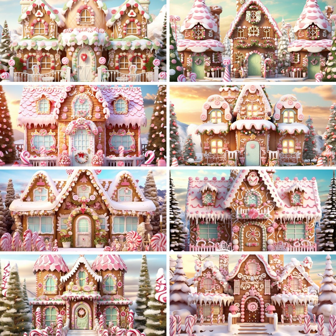 16 Image Christmas Gingerbread House Man Digital Backdrop Photo Overlay ...
