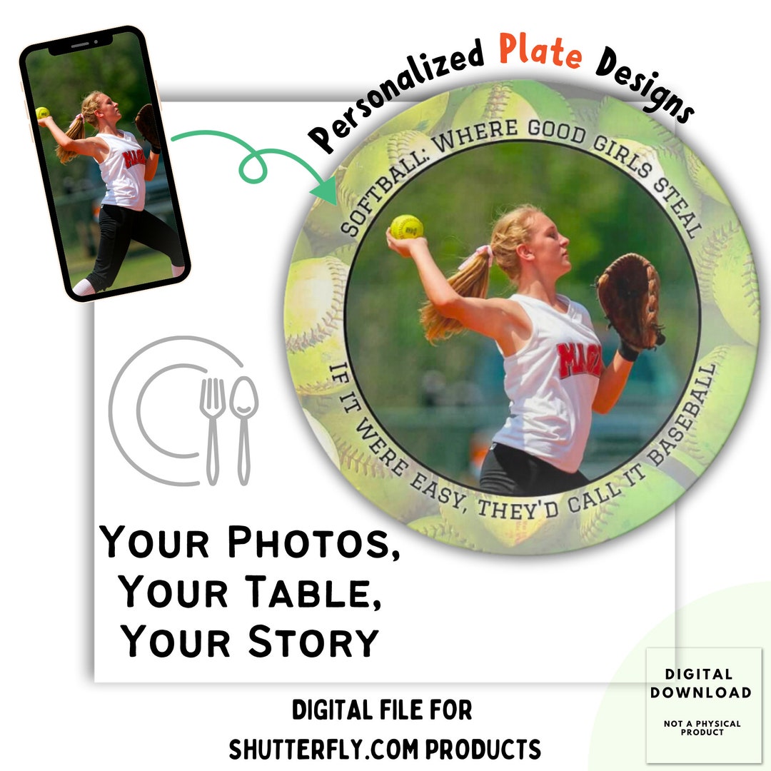 Personalized Softball Photo Plate Designs With Your Photos, Great ...