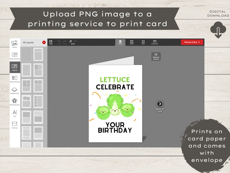 Printable Birthday Card | Blank Card - Lettuce Celebrate - Etsy