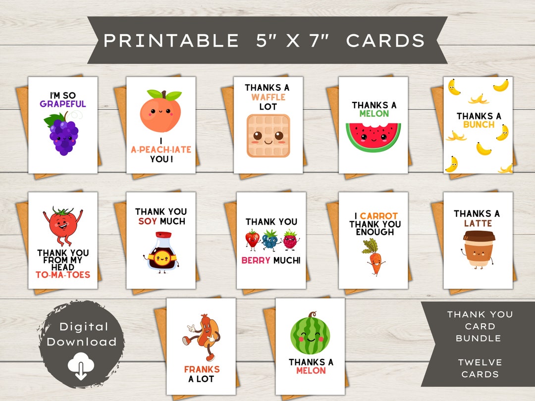 12ct Printable Thank You Card Assortment | Blank Cards - Etsy