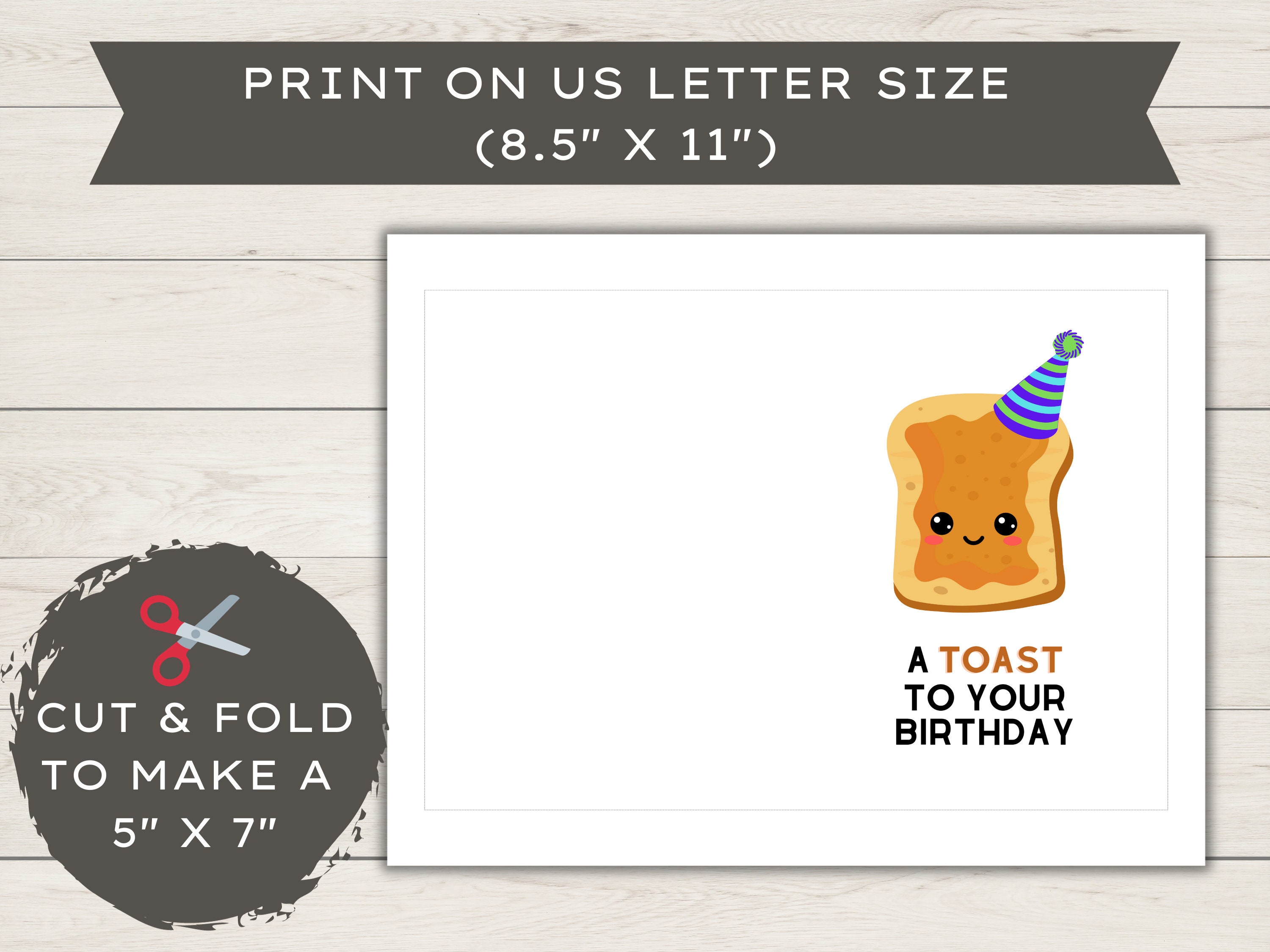 6ct Printable Food Themed Birthday Card Assortment | Blank Cards - Etsy