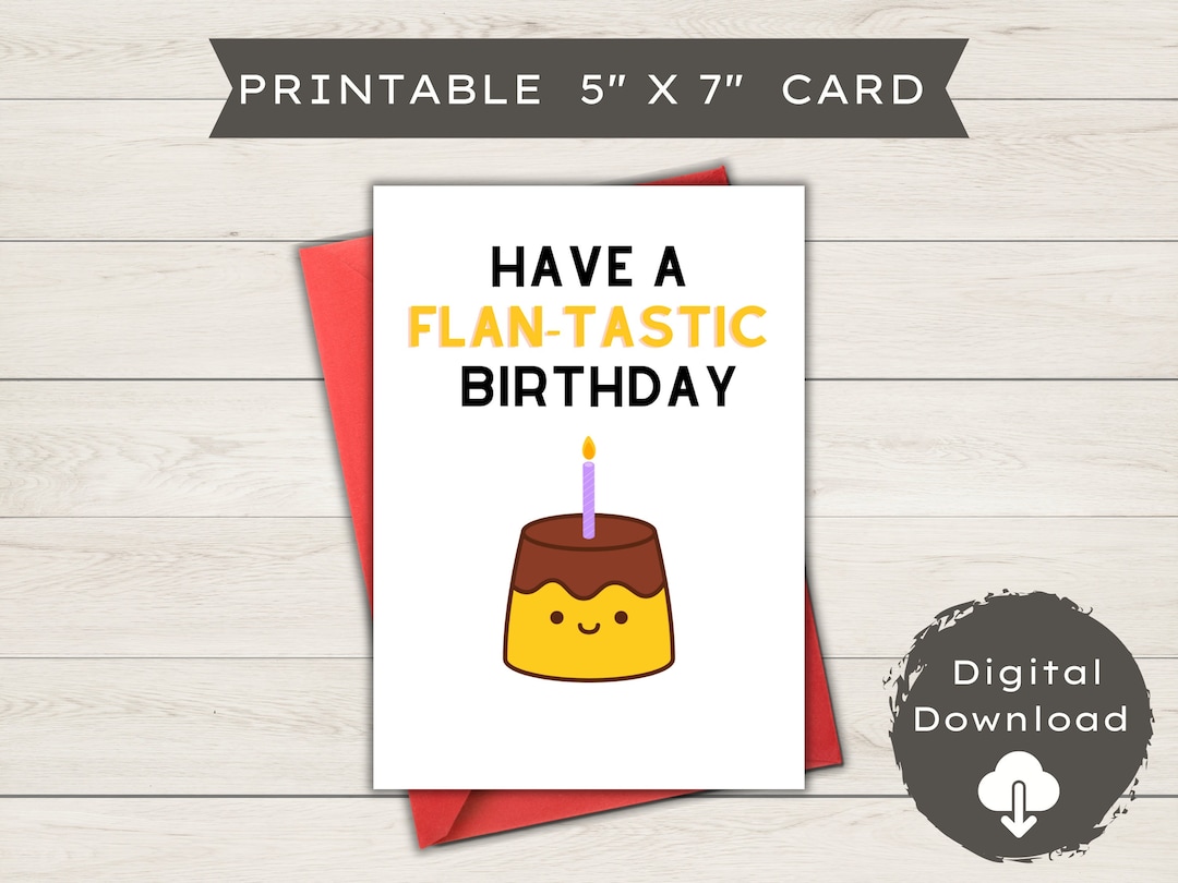 Printable Birthday Card | Blank Card - Flan - Etsy