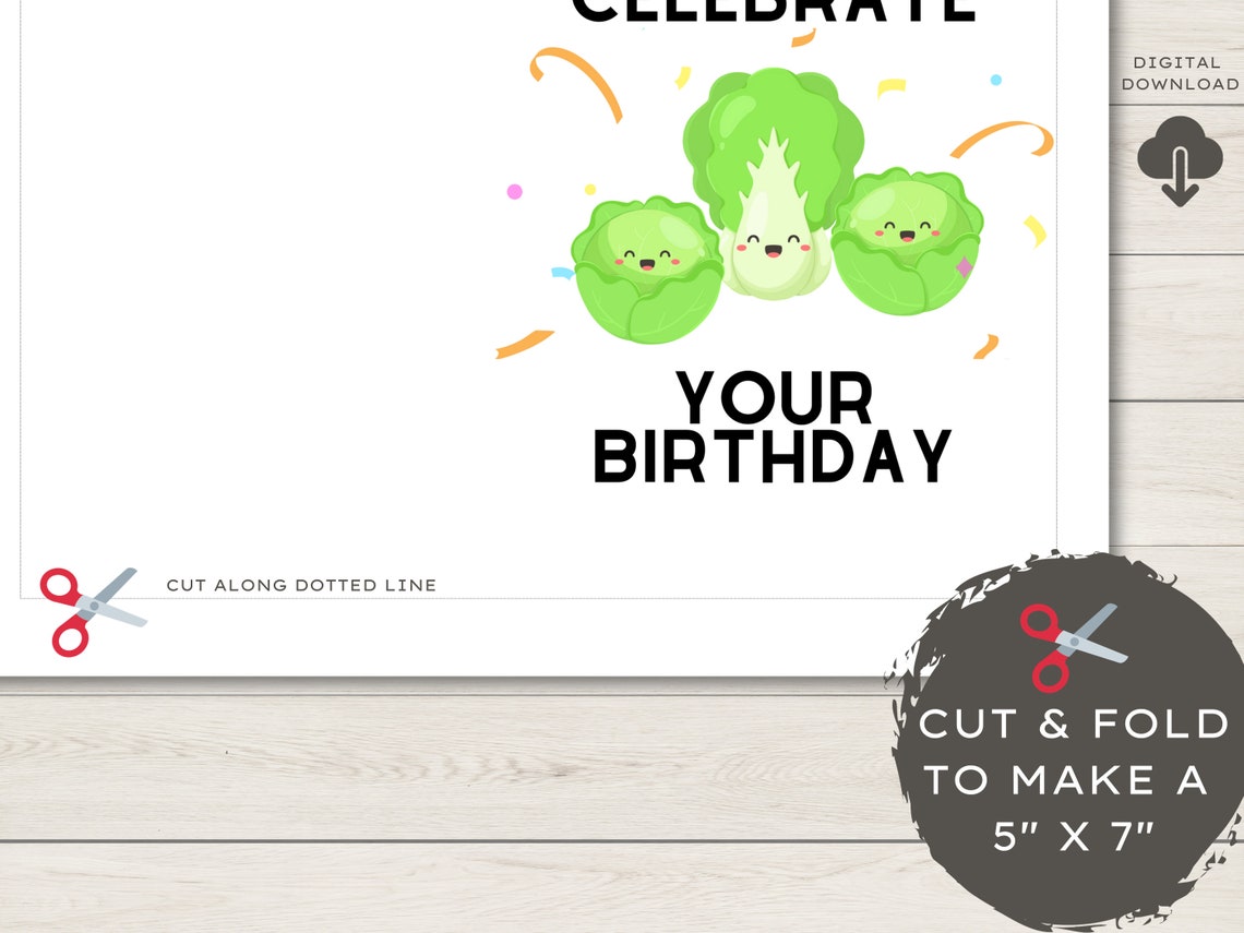 Printable Birthday Card | Blank Card - Lettuce Celebrate - Etsy