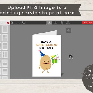 Printable Birthday Card | Blank Card - Have a Spud-tacular Birthday - Etsy