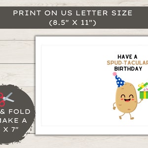 Printable Birthday Card | Blank Card - Have a Spud-tacular Birthday - Etsy