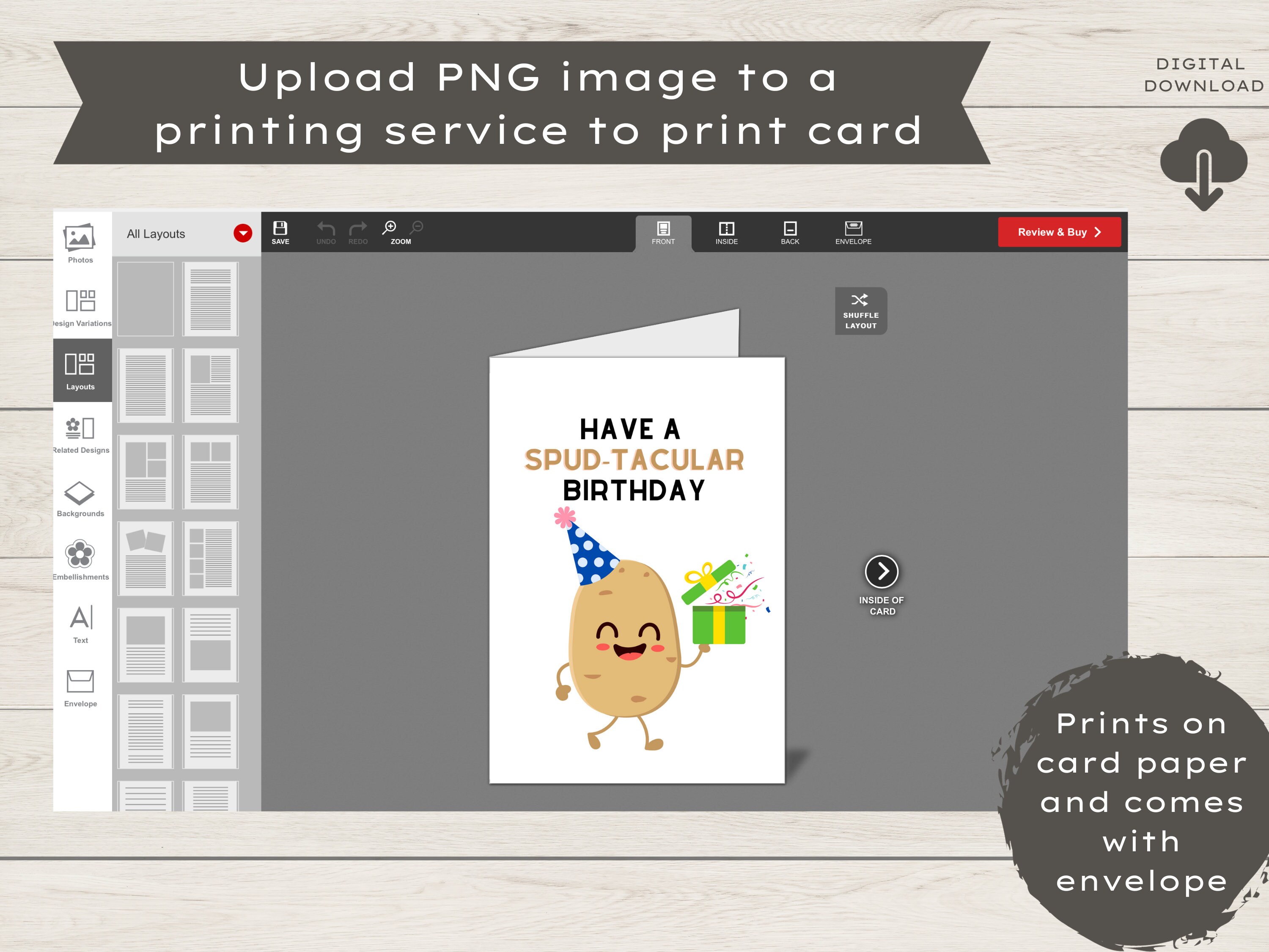 6ct Printable Food Themed Birthday Card Assortment | Blank Cards - Etsy