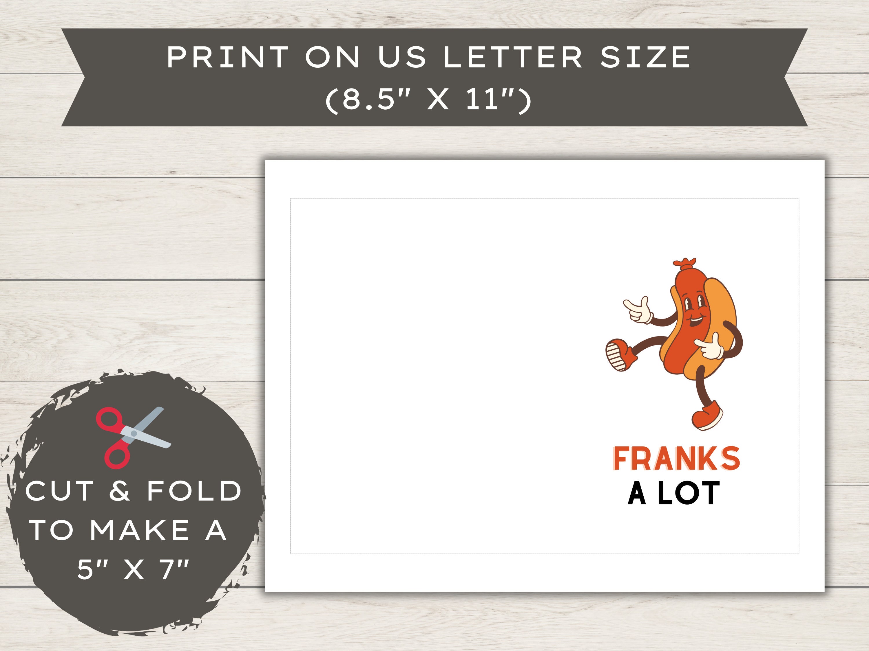 Printable Thank You Card | Blank - Franks a Lot - Etsy
