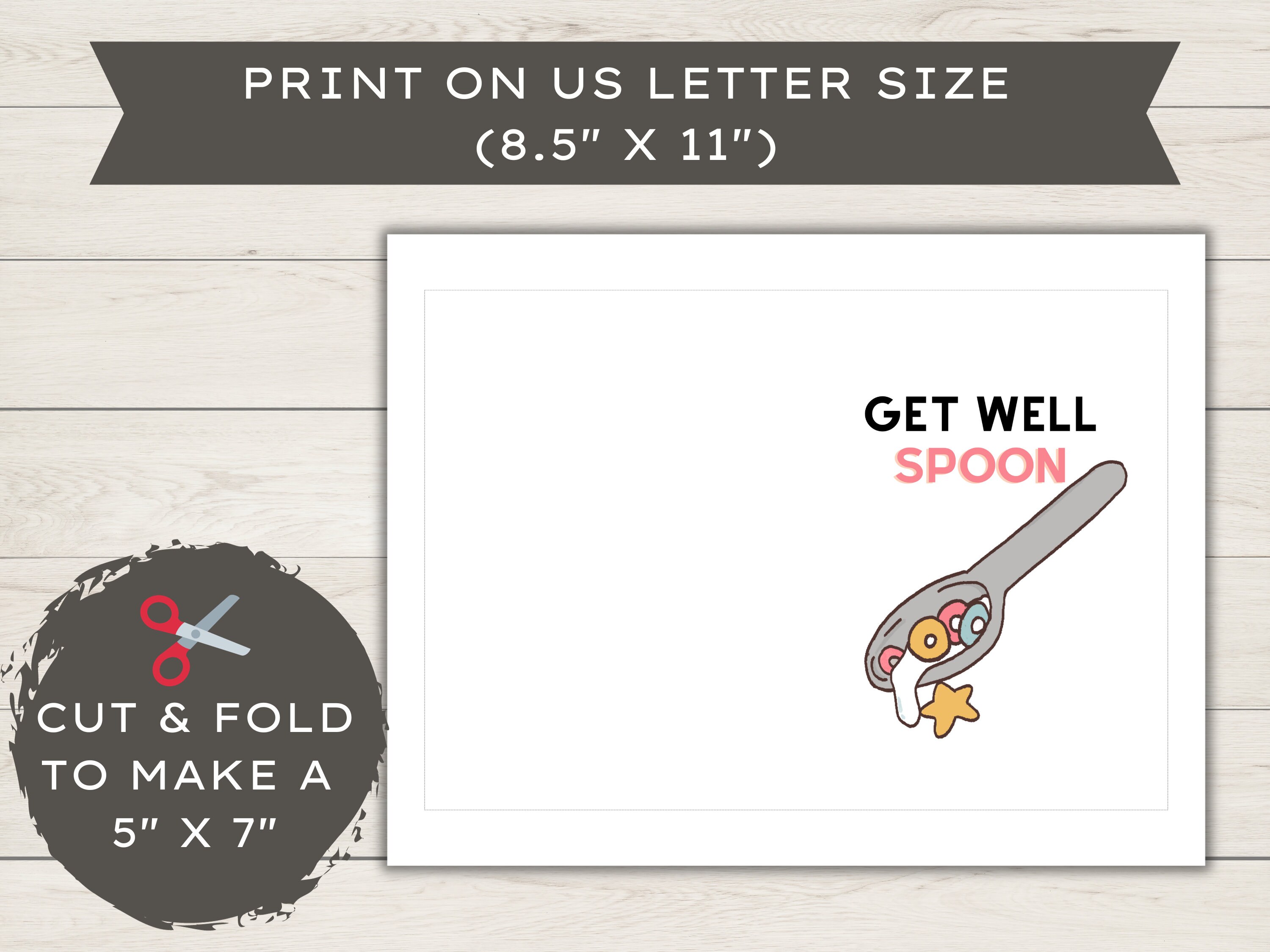 Get Well Soon Card, Printable Blank Card, Food Themed Card, Feel Better ...
