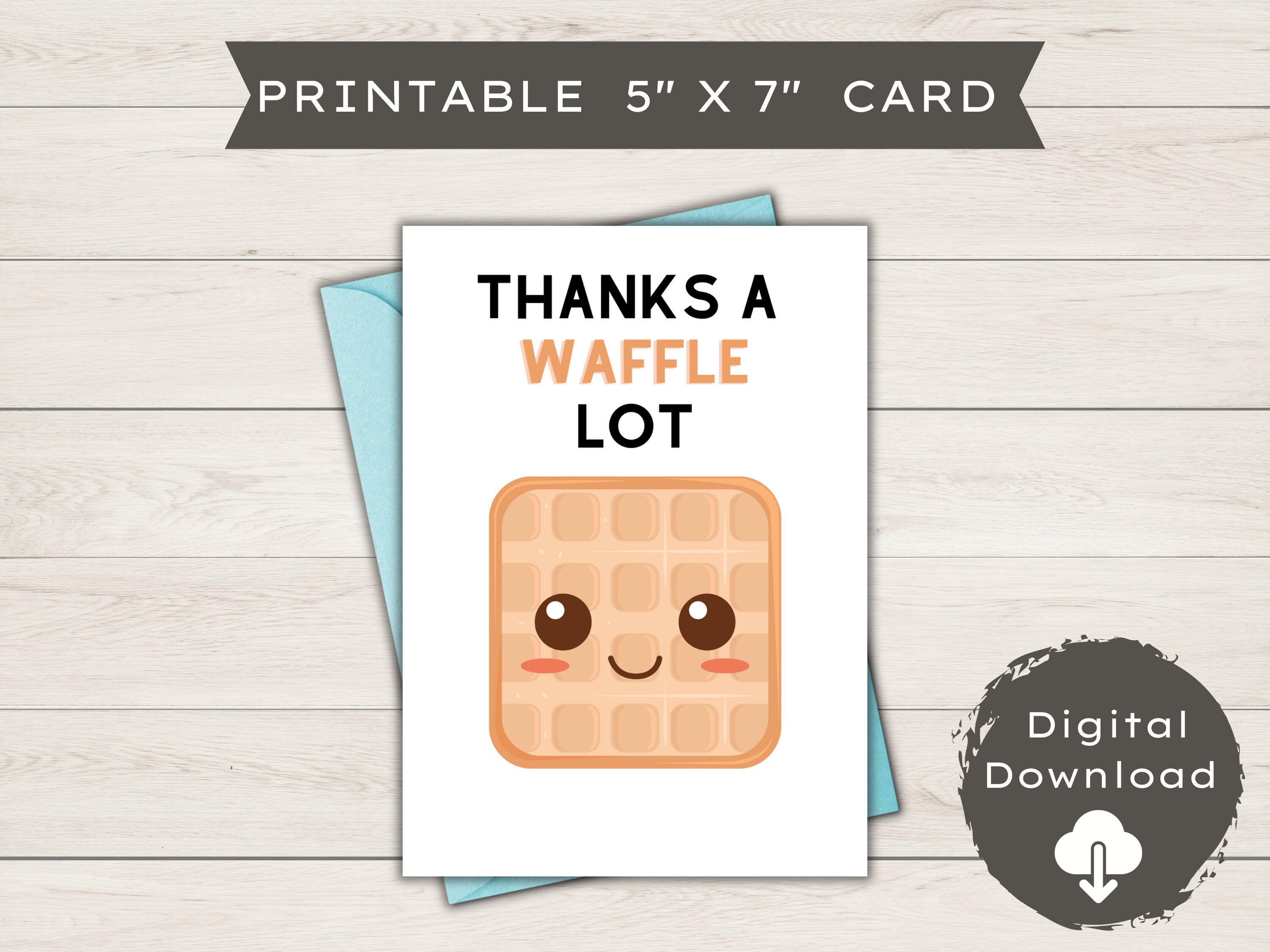 Printable Thank You Card | Blank - Thanks a Waffle Lot - Etsy