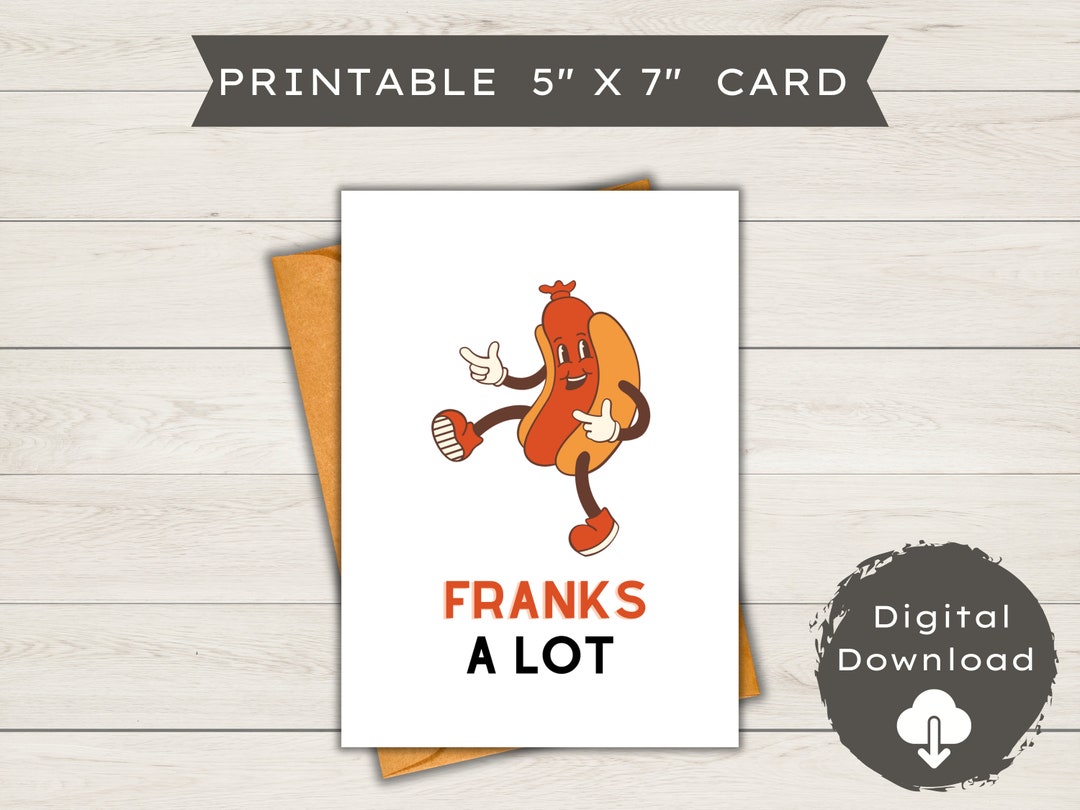 Printable Thank You Card | Blank - Franks a Lot - Etsy