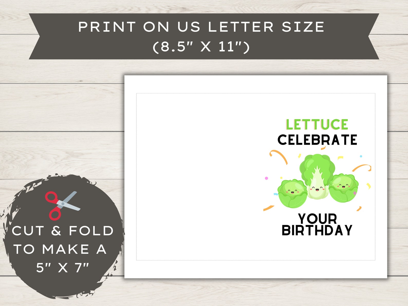 Printable Birthday Card | Blank Card - Lettuce Celebrate - Etsy