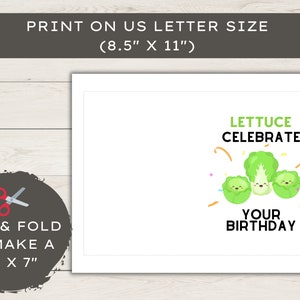 Printable Birthday Card | Blank Card - Lettuce Celebrate - Etsy