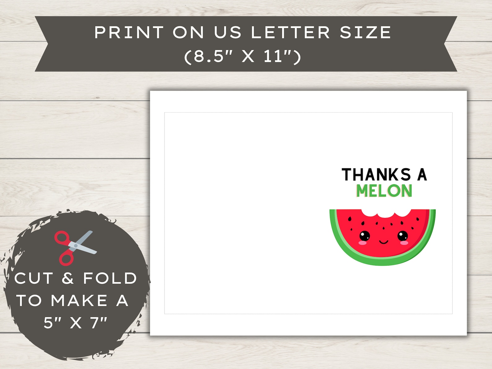 Printable Thank You Card | Blank - Thanks a Melon 2 - Etsy