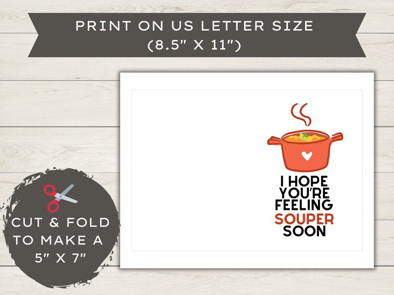 Tarjeta Get Well Soon, tarjeta en blanco imprimible, tarjeta con ...