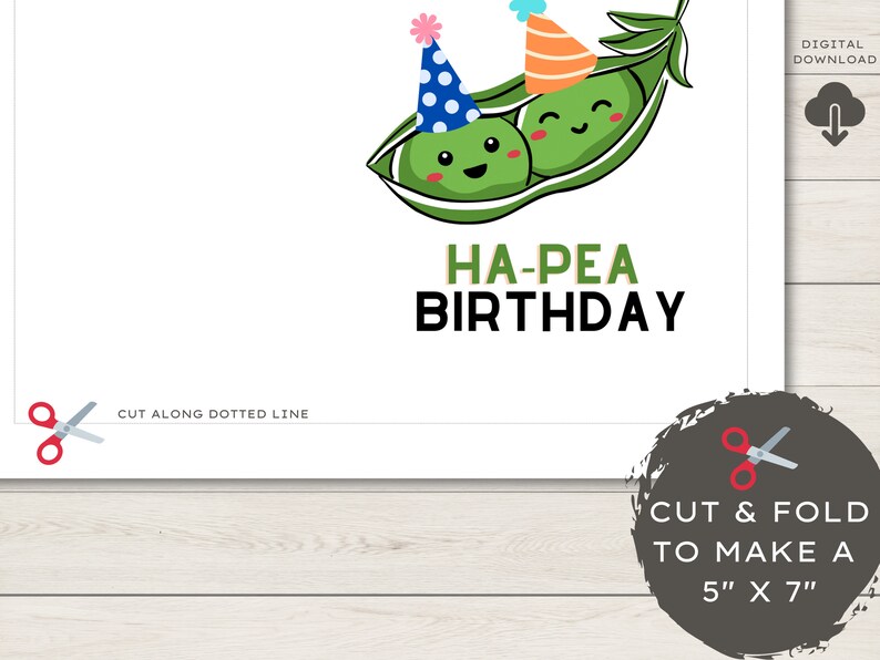 Printable Birthday Card | Blank Card - Ha-pea Birthday! - Etsy