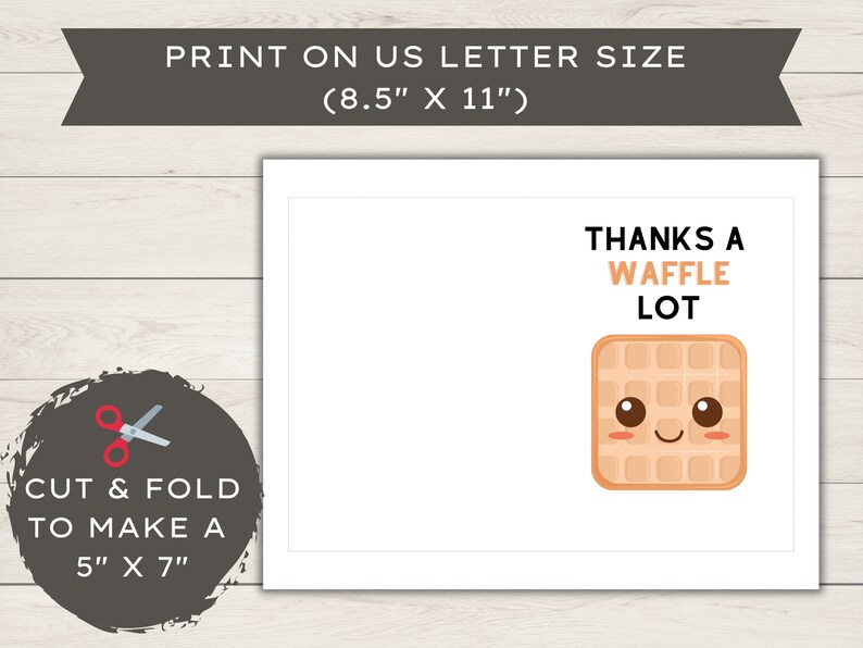 Printable Thank You Card | Blank - Thanks a Waffle Lot - Etsy