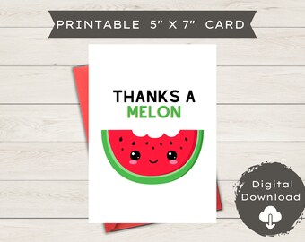 Watermelon Thank You Card, Funny Card, Printable Card, Printable ...