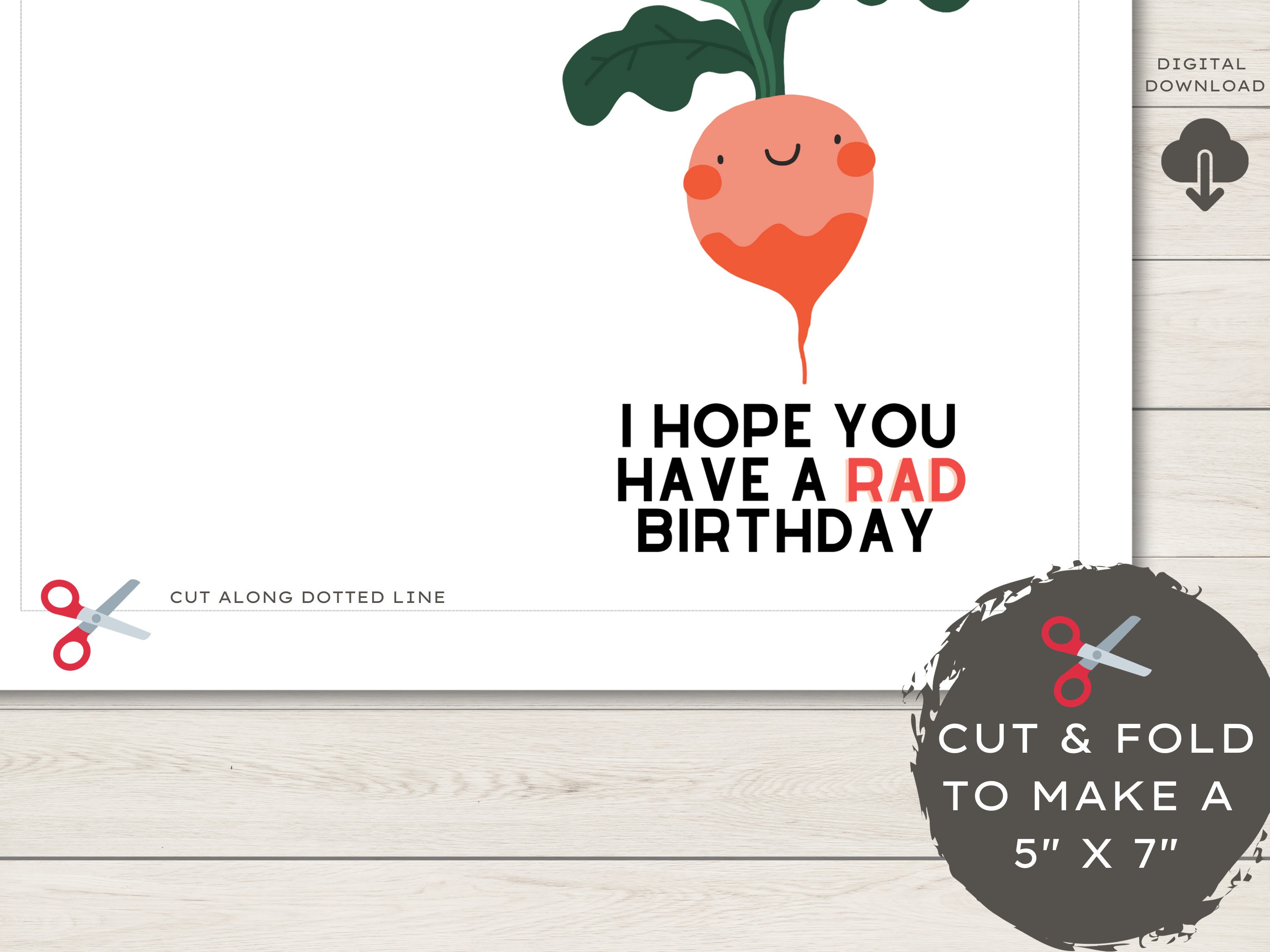 6ct Printable Fruit & Veggie Birthday Card Bundle | Blank Cards - Etsy
