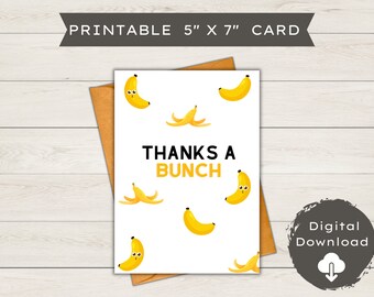Printable Kawaii Food Thank You Card, Banana Fruit Pun, Appreciation ...