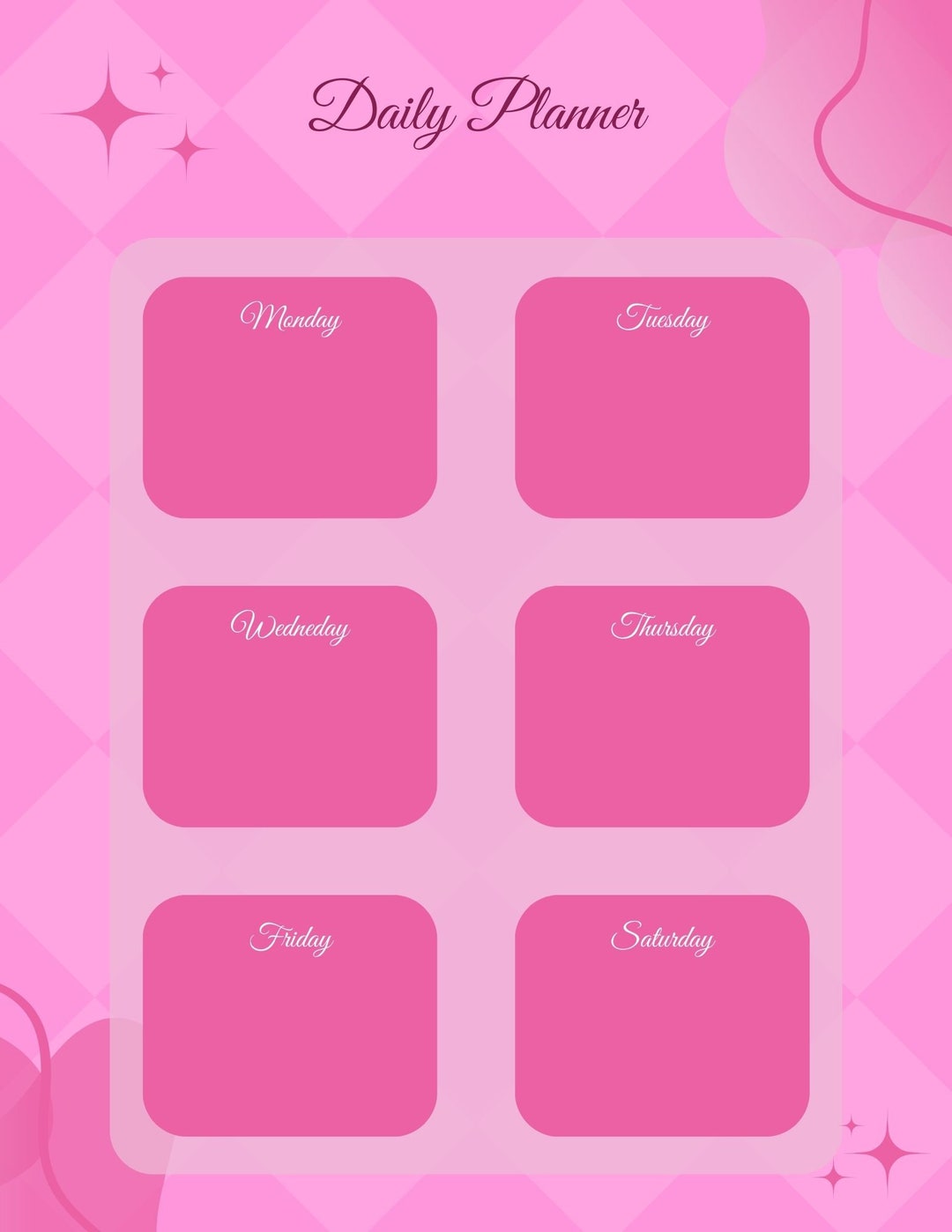 Pink Aesthetic Daily Planner - Etsy