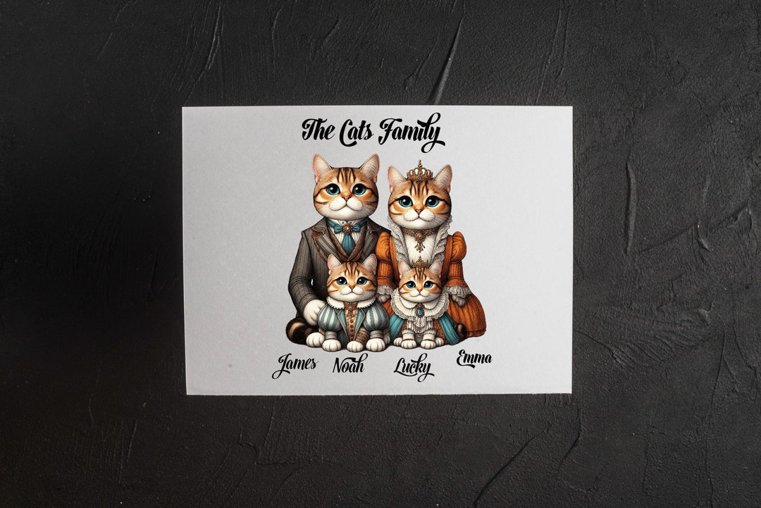 Custom Royal Cats Family Poster Portrait Digital Download - Etsy