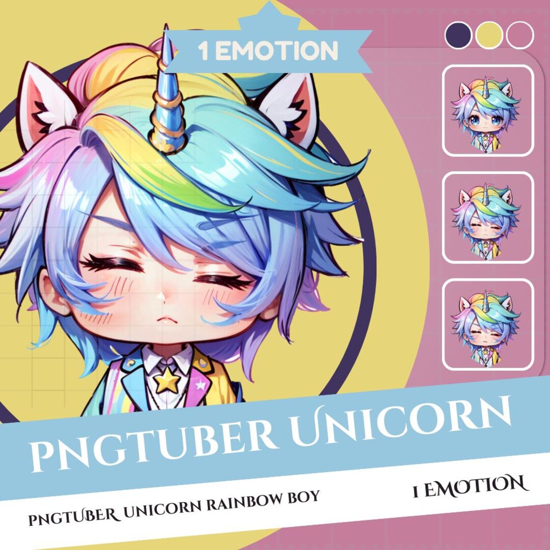 Pngtuber Model Unicorn Boy Pngtuber Premade Model Png Tuber Vtuber ...