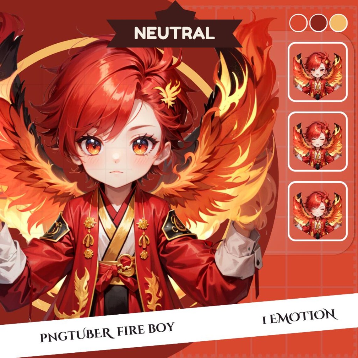 Phoenix Boy Pngtuber Model: Fire Vtuber Avatar (instant Download) - Etsy