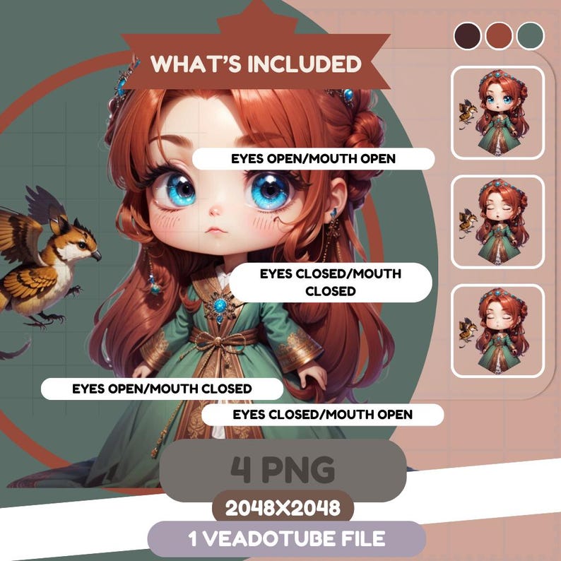Set of 4 Pngtuber Model Pngtuber Fairy Pngtuber Fish Pngtuber Princess ...