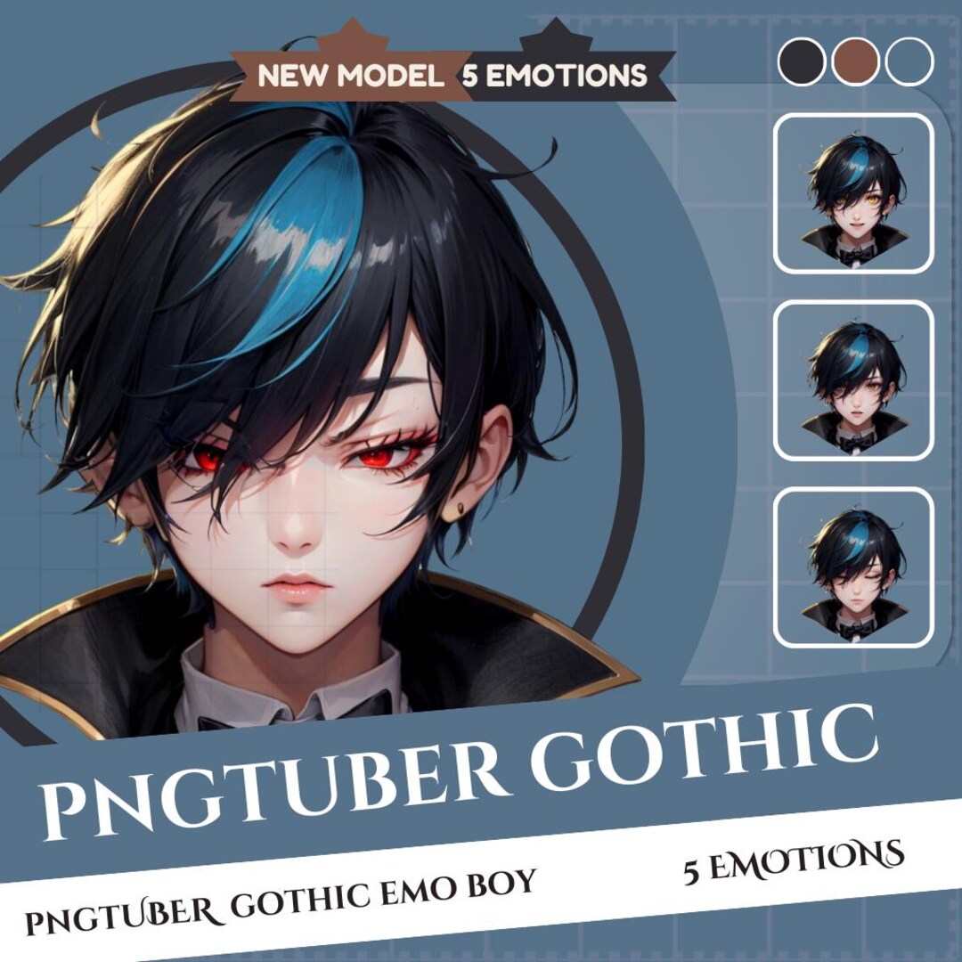 Pngtuber Emo Boy Model Pngtuber Gothic Emo Boy Premade Pngtuber Model ...