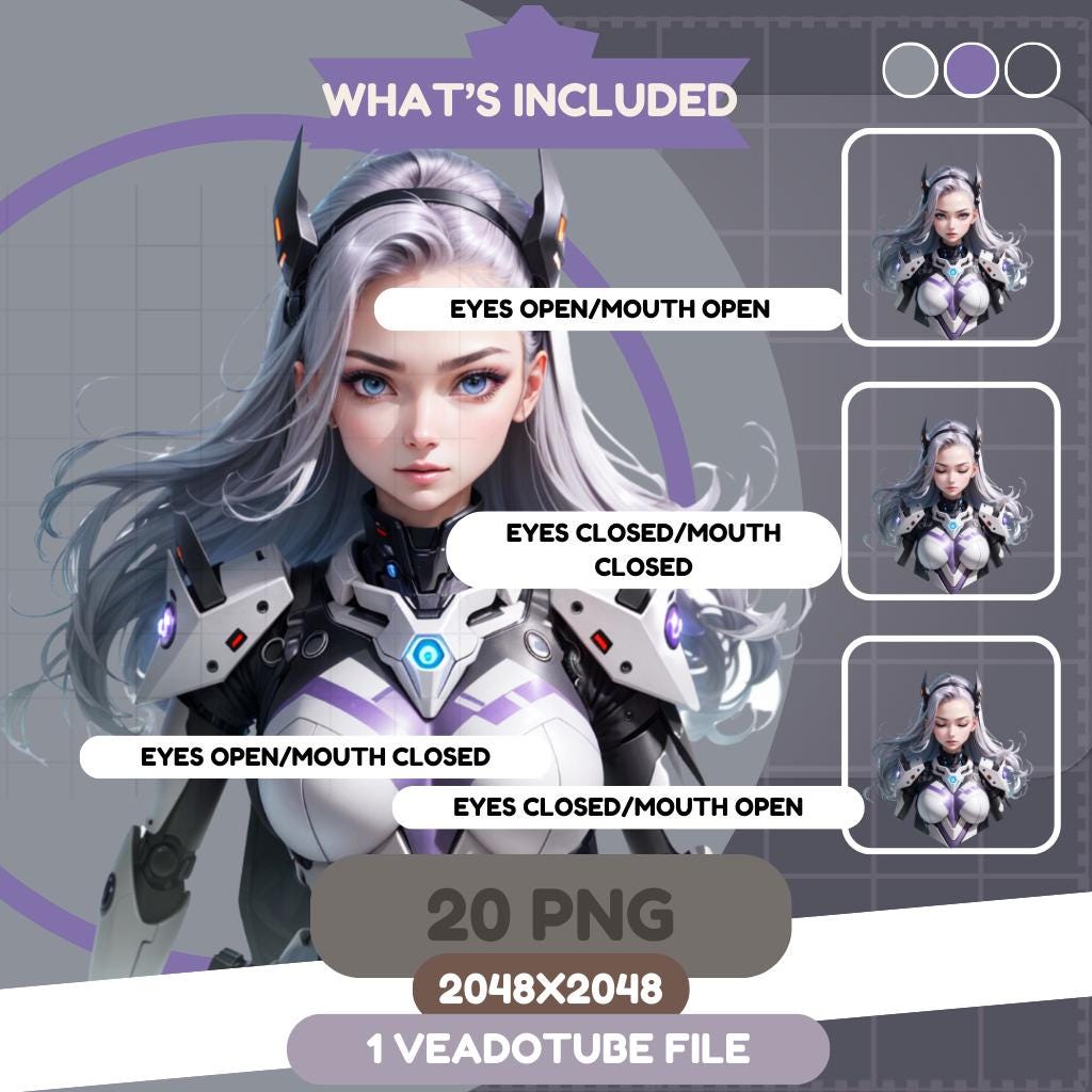 Pngtuber Model Robot Girl Pngtuber Premade Model Gamer Girl Pngtuber ...