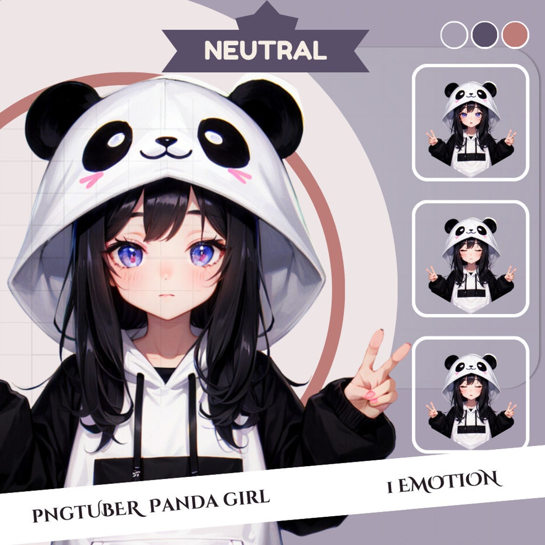 Pngtuber Model Panda Girl Pngtuber Png Tuber Vtuber Premade Model ...