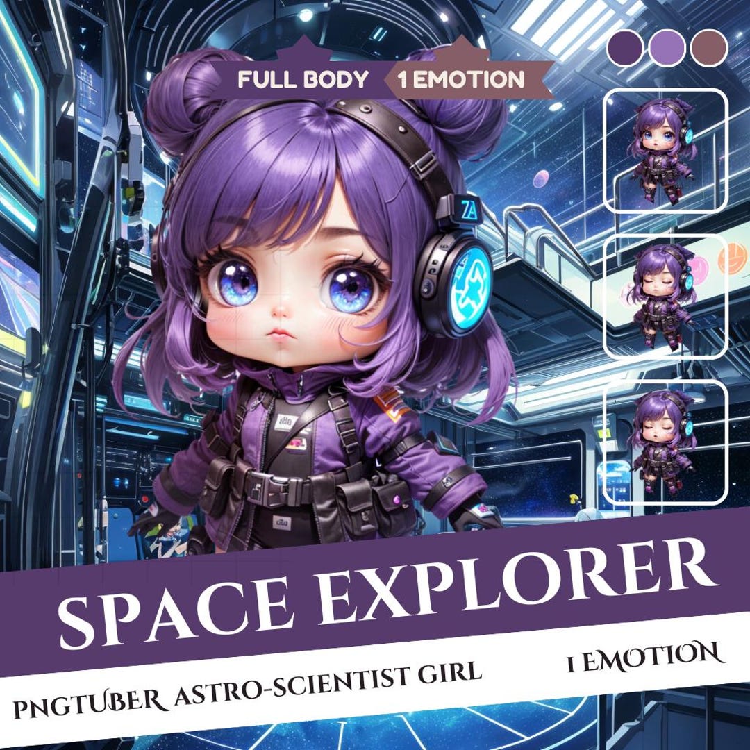 Pngtuber Vibrant Space Girl Model Pngtuber Premade Giftuber Png Vtuber Model Reactive PNG ...