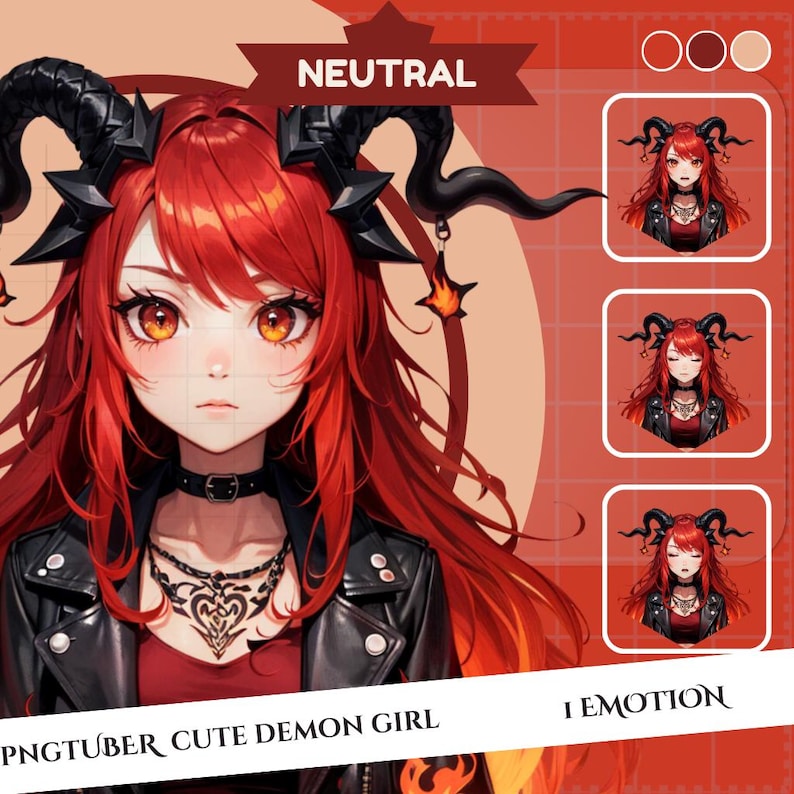Pngtuber Red Devil Girl Model Demon Girl Pngtube Model Premade Cute ...