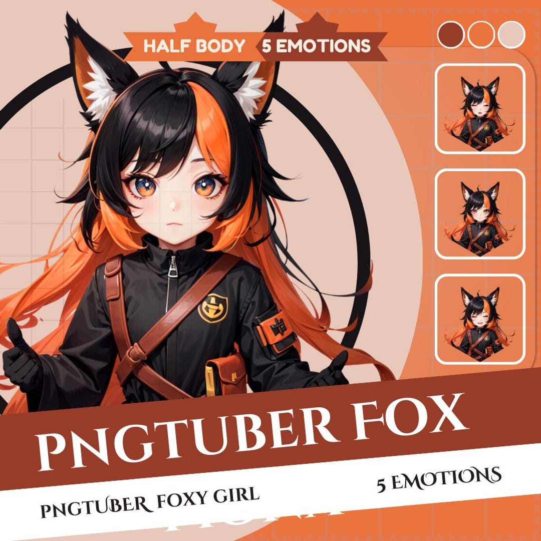 Pngtuber Cute Orange Fox Girl Model Pngtuber Premade Cute Orange Fox ...