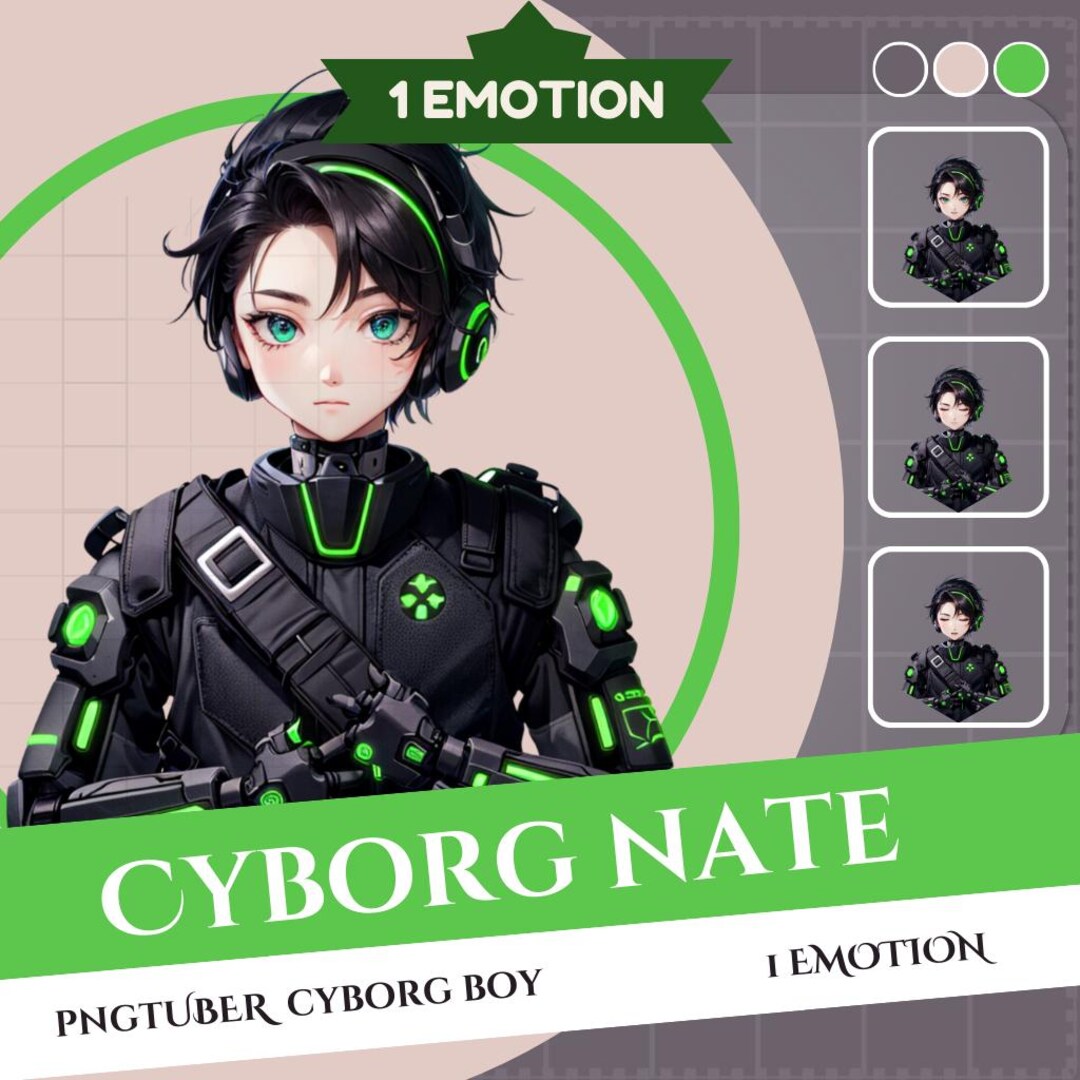 PNGTuber Modelo Cyborg Boy Pngtuber Modelo Prefabricado Gamer Boy ...