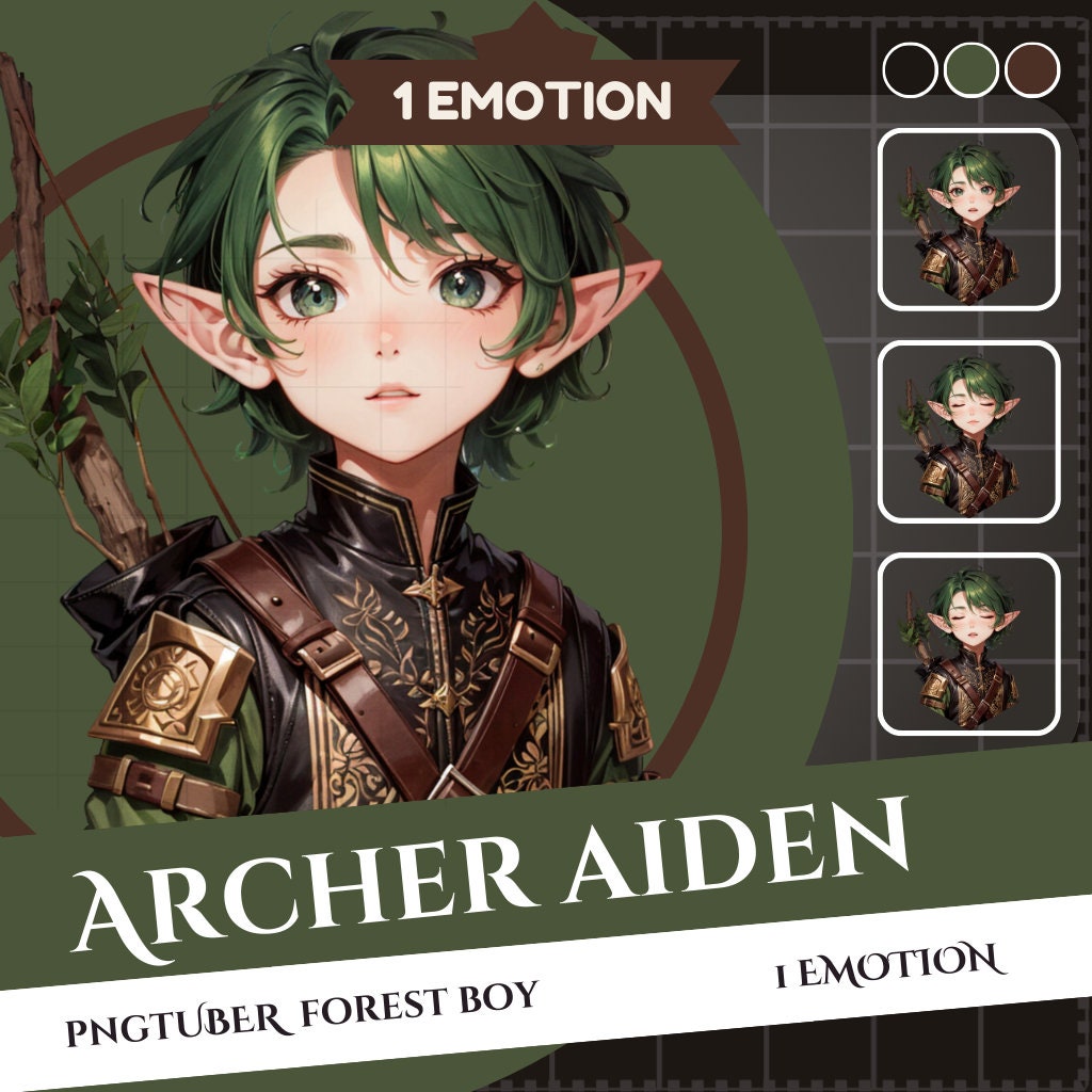 Archer Boy Pngtuber Model: Forest Vtuber, Male Pngtuber (instant ...