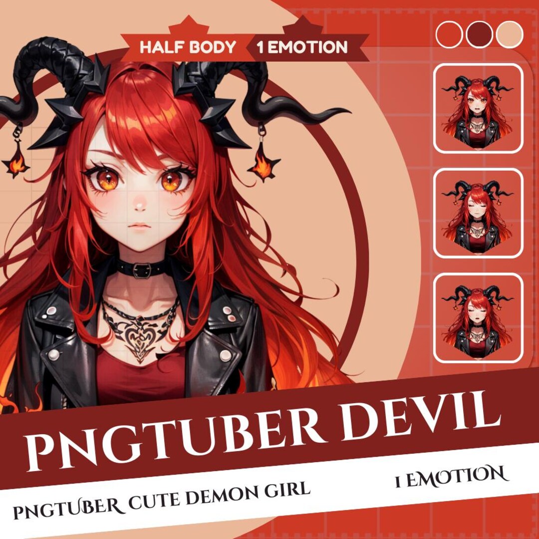 Pngtuber Red Devil Girl Model Demon Girl Pngtube Model Premade Cute ...