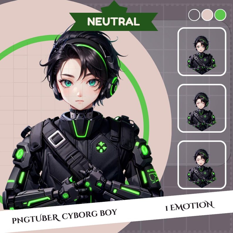 Pngtuber Model Cyborg Boy Pngtuber Premade Model Gamer Boy Pngtuber ...