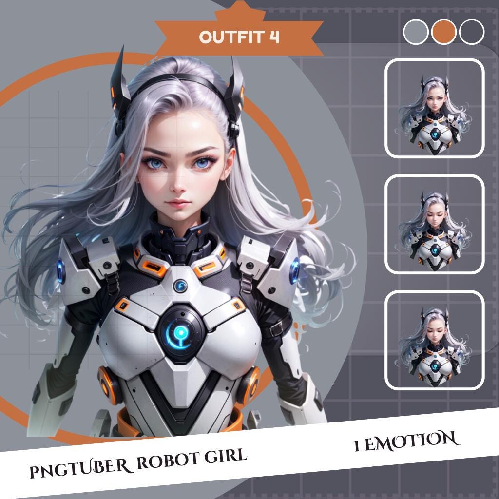 Pngtuber Model Robot Girl Pngtuber Premade Model Gamer Girl Pngtuber ...