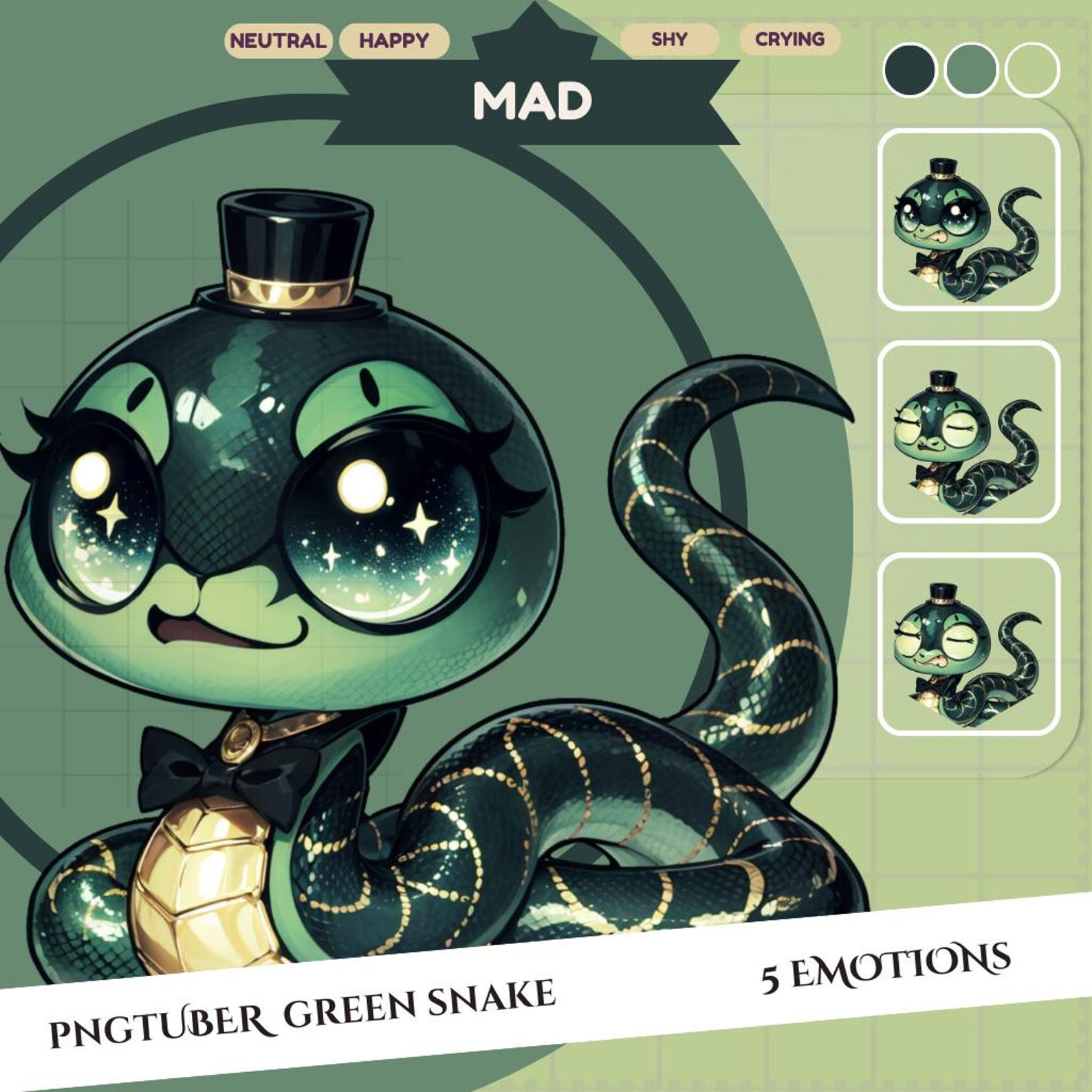 Snake Boy Pngtuber Model: Premade Vtuber Pet (instant Download) - Etsy